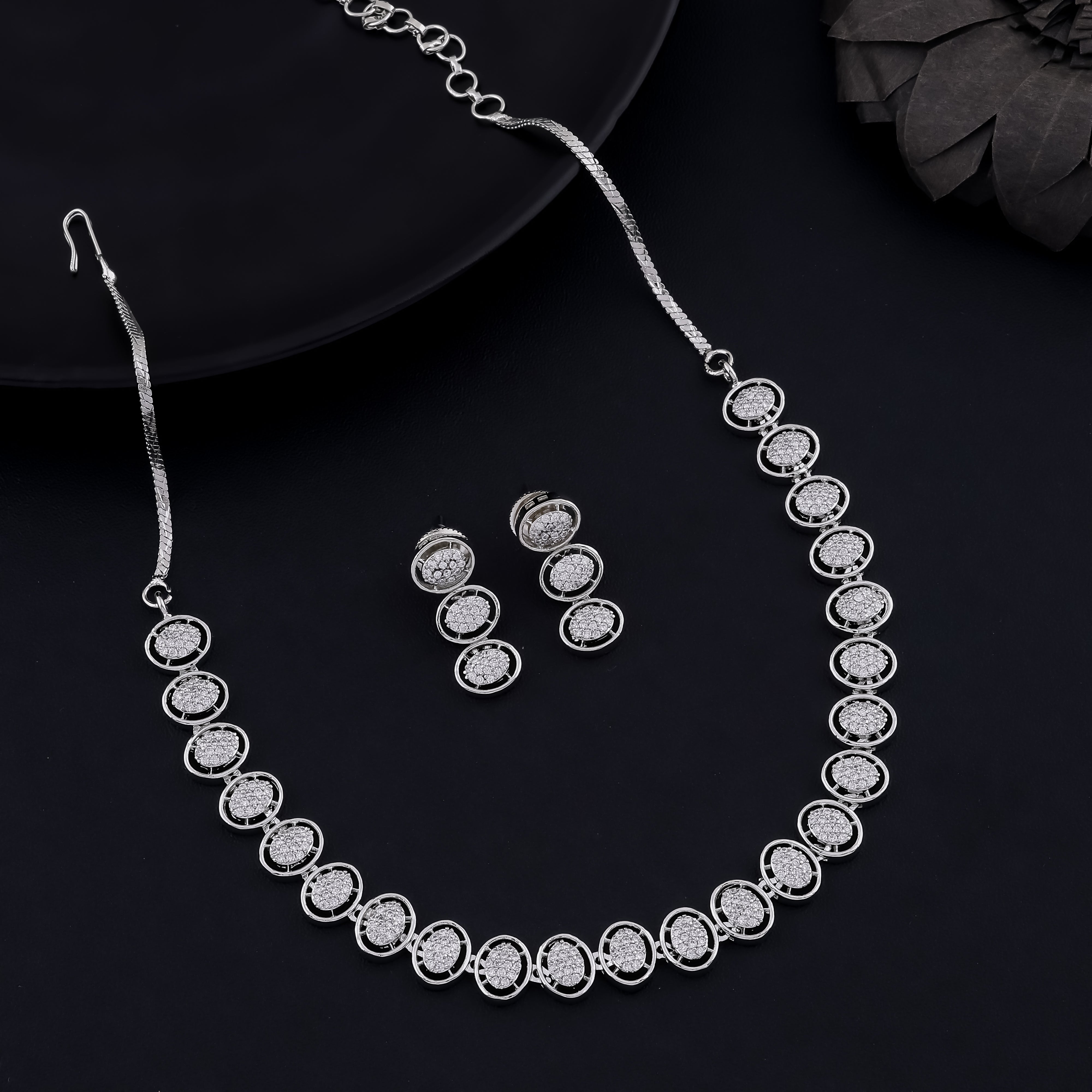 Silver Diamond Jewellery Set – ZJOOLRY